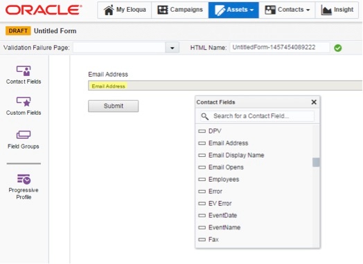 Use an Eloqua Registration Form