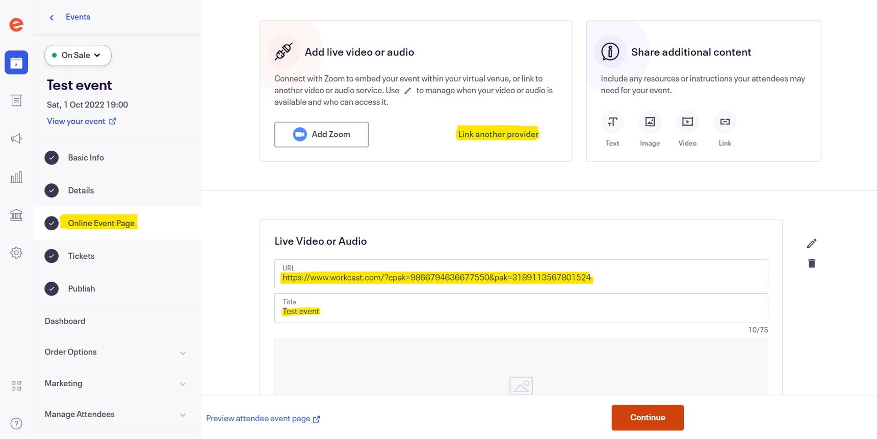 Use an Eventbrite Registration Page