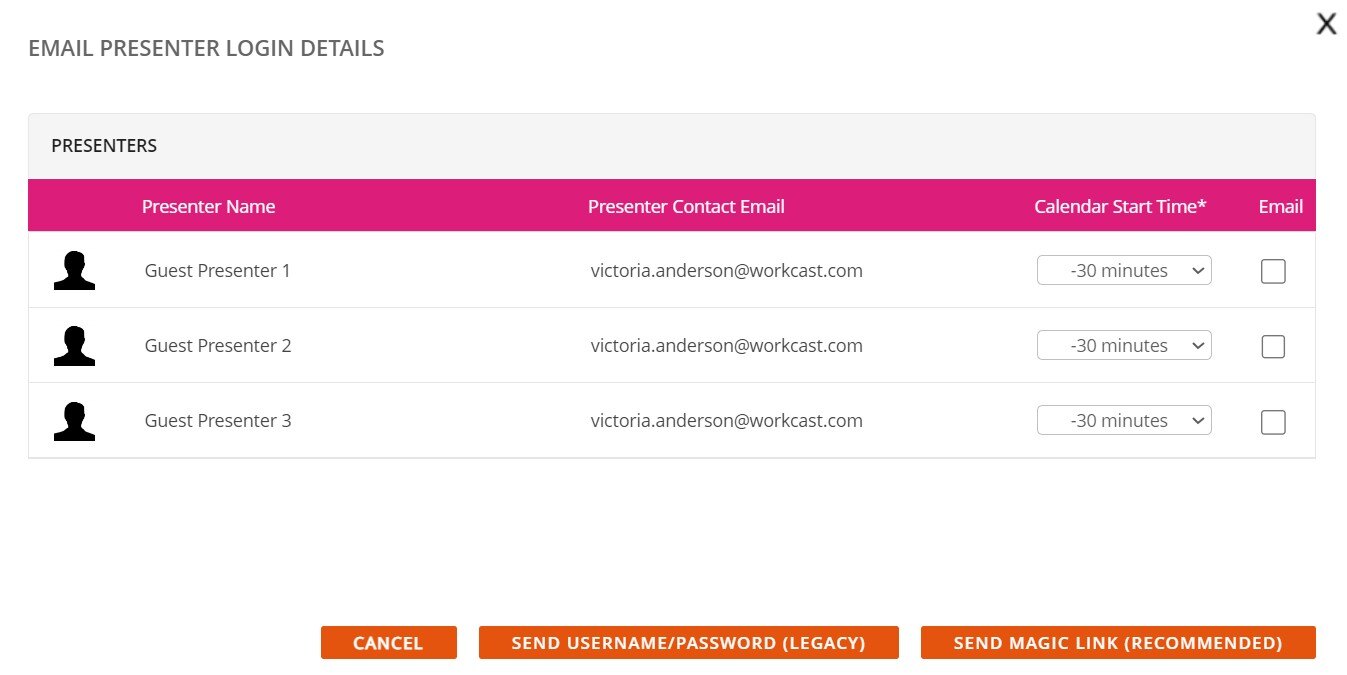 Adding Presenters to your Event