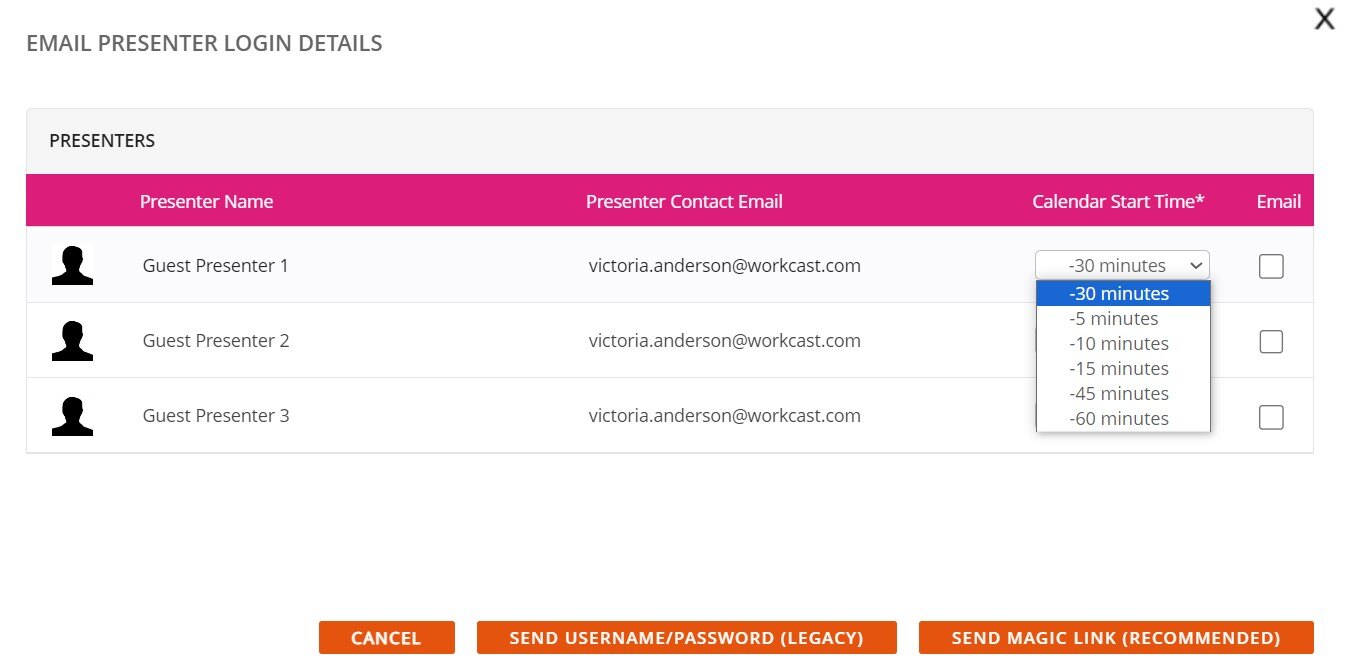 Adding Presenters to your Event