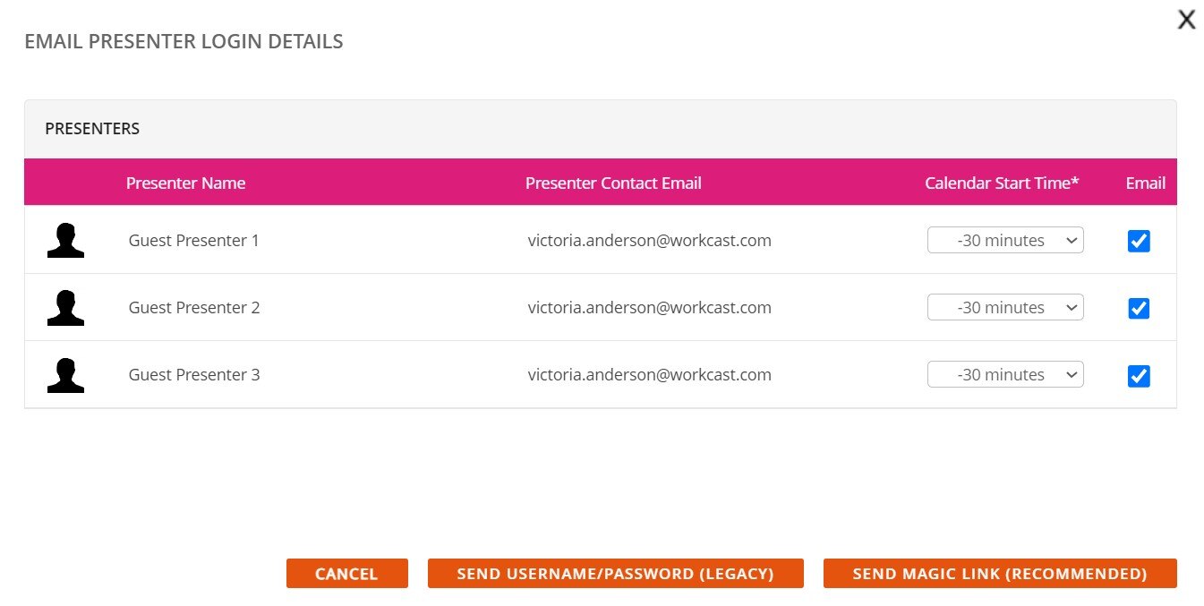 Adding Presenters to your Event