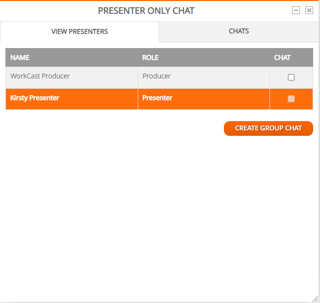 Presenter Only Chat Pod